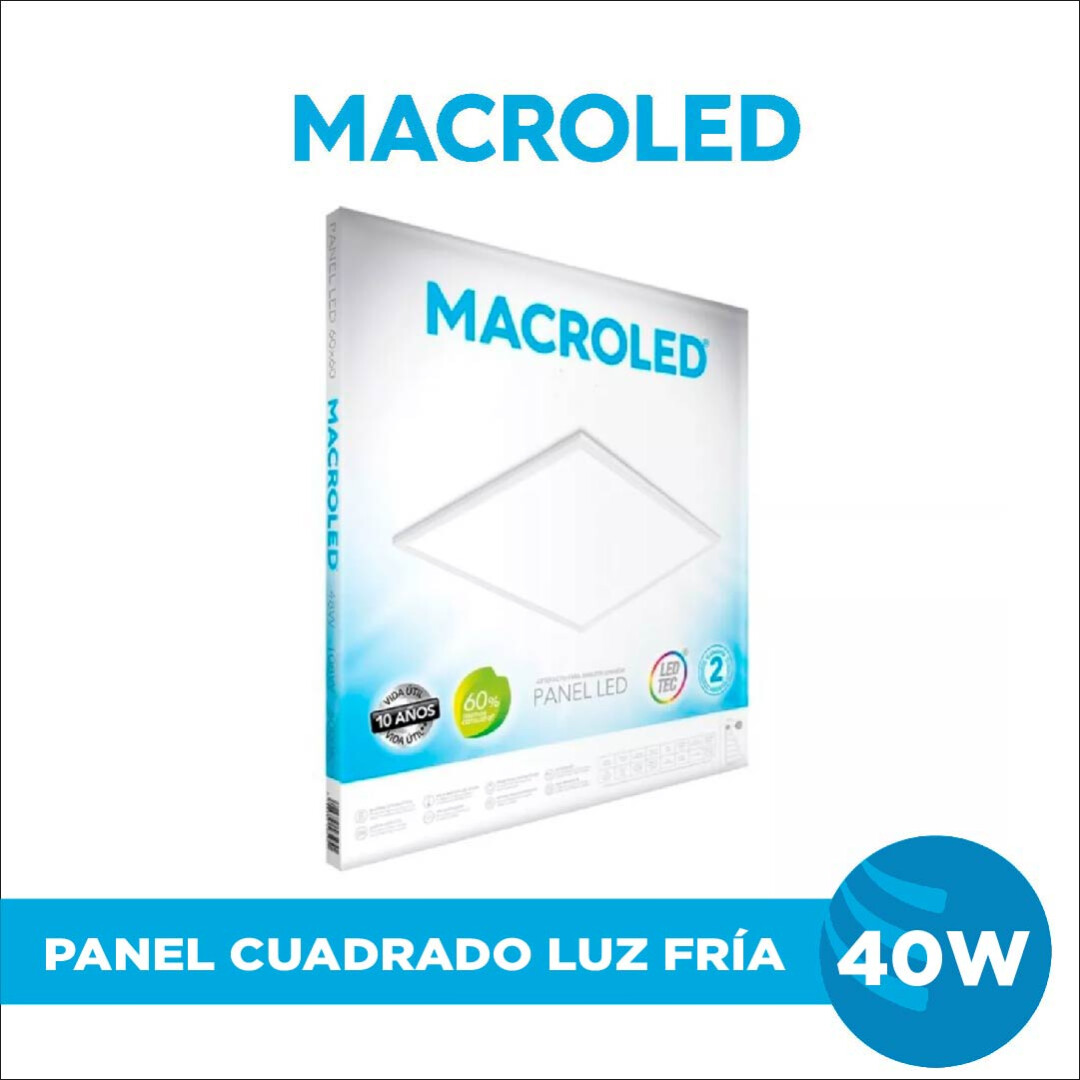 Panel 60X60 Cuadrado Macroled 40W Ac 220V Frio 6000K | Electro Universo