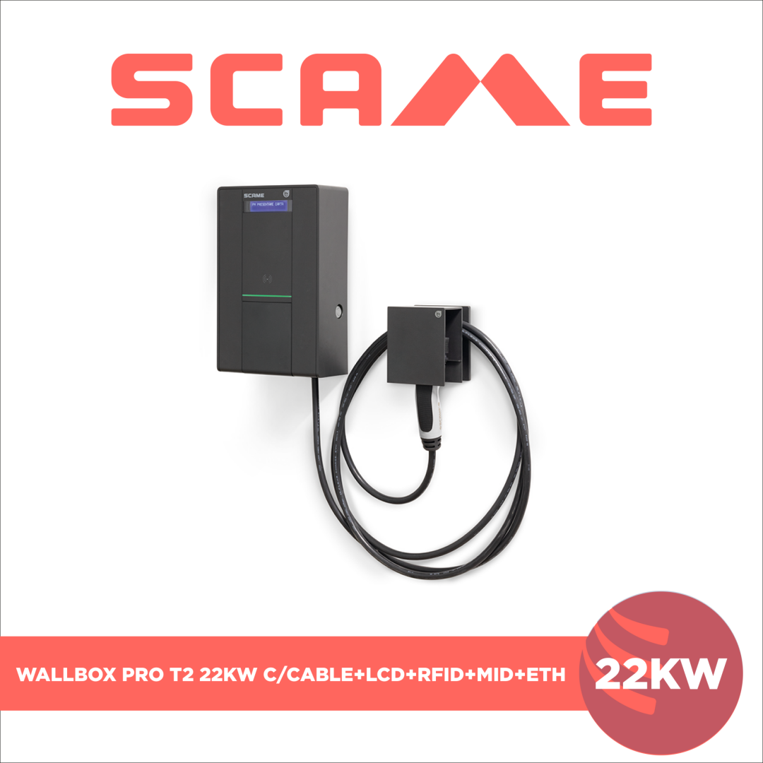 WALLBOX PRO T2 22kW C/CABLE+LCD+RFID+MID+ETHERNET | Electro Universo