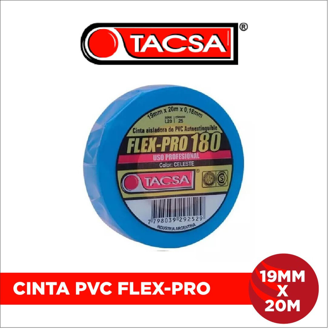 Cinta PVC Flex-Pro 19mm x20m Azul | Electro Universo