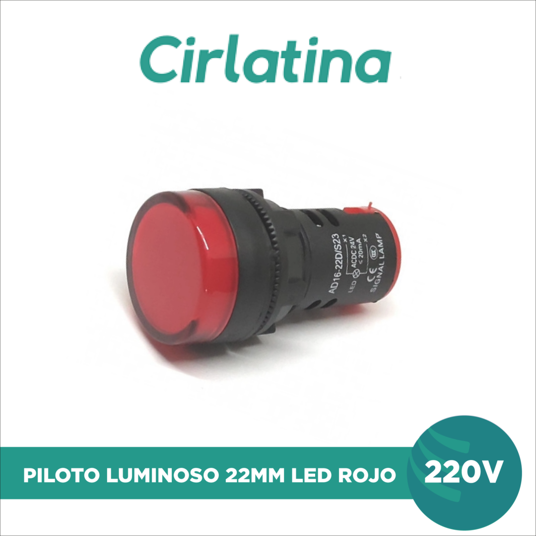 Piloto Lum. Pla.22mm LED 220V Rojo | Electro Universo